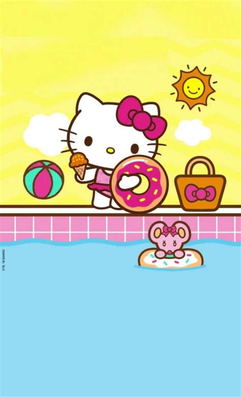 Happy Sunshine Swimming Day On Kitty White Sister ハローキティー キティの壁紙