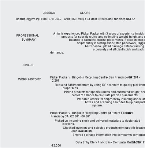 6 Great Picker Packer Resume Examples Livecareer
