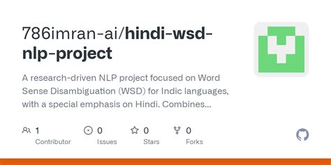 Github 786imran Aihindi Wsd Nlp Project A Research Driven Nlp