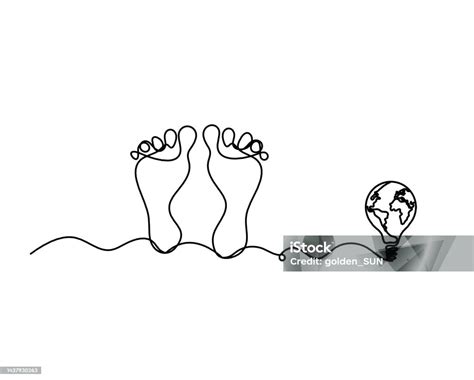 Silhouette De Pied Abstrait Avec Ampoule Globe Comme Dessin Au Trait