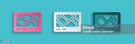 파란색 배경에 격리 된지도 아이콘이있는 용지 절단 Gps 장치 종이 아트 스타일 벡터 3차원 형태에 대한 스톡 벡터 아트 및 기타 이미지 3차원 형태 Brand