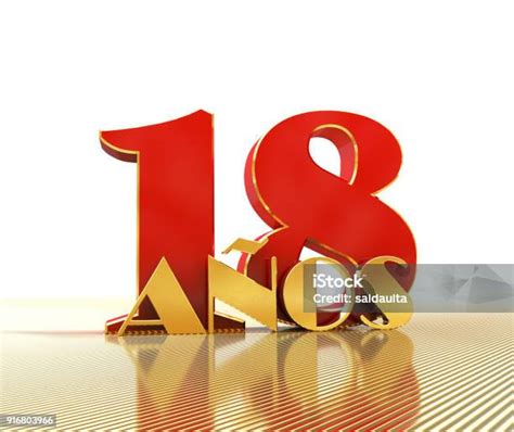 황금 번호 18 골드 라인의 전망의 배경으로 단어 년 스페인어에서 번역 된 년 3 차원 일러스트 레이 션 0명에 대한 스톡 사진
