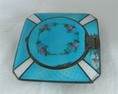 Antique Enamel Compact With Gem