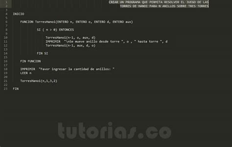 Recursividad Pseudocodigo Torres De Hanoi Tutorias Co