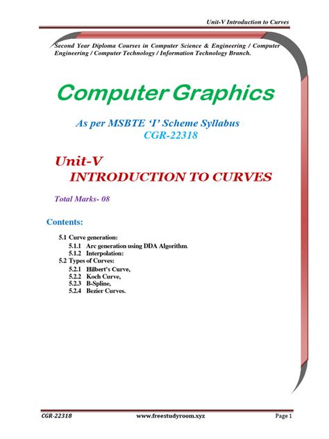 Cgr Unit V Introduction To Curves Pdf Curve Mathematics