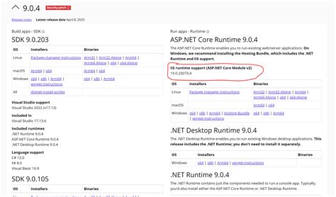 iis is there a list of file product versions for the core