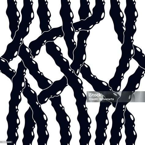 역 겨 운 공포와 악몽 완벽 한 패턴 벡터 배경입니다 얽힌 뿌리 또는 창 자 생물 생활 양식 이상한 끝 없는 그림 직물 벽지 포장 웹 및 인쇄에 사용할 수 있습니다