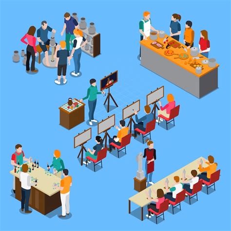 Free Vector Master Class Isometric Set