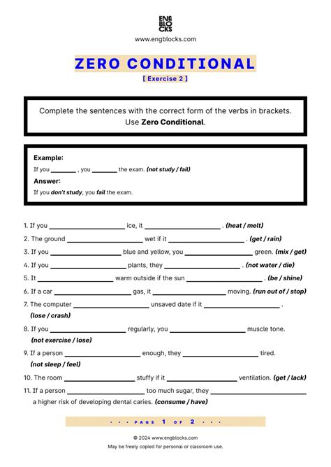 Zero Conditional Exercise 2 ESL Worksheets