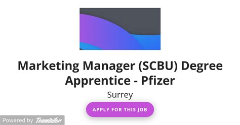 Marketing Manager Scbu Degree Apprentice Pfizer Cogent Skills