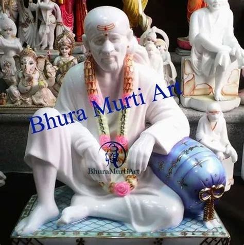Painted Hindu White Dwarkamai Marble Statue For Temple Size 325