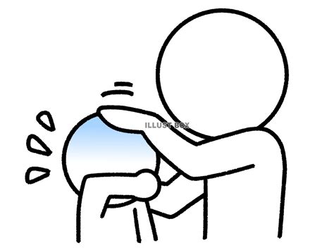 無料イラスト 泣いている子供を慰める棒人間