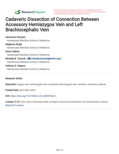 Pdf Cadaveric Dissection Of Connection Between Accessory Hemiazygos