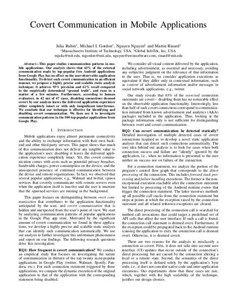 Covert Communication In Mobile Applications