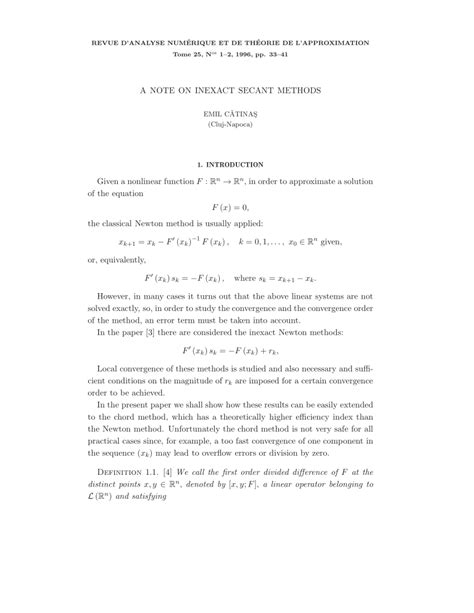 pdf a note on inexact secant methods