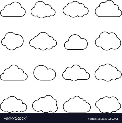 Clouds Line Art Icon Royalty Free Vector Image