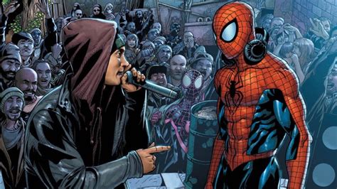 Spider Man And Eminem Face Off In A Rap Battle On Amazing Spider Man