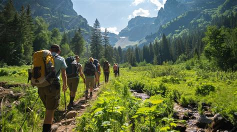 Hiking In The Mountains Picture A Group Of Adventurers Navigating A
