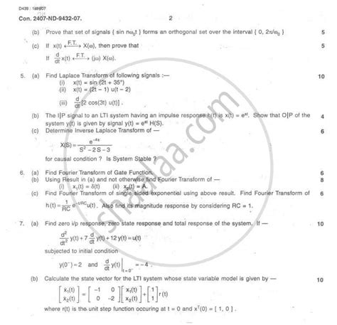 continuous time signals and system 2006 2007 be electronics engineering