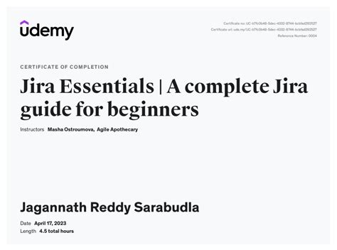 jagannath reddy sarabudla on linkedin udemy course completion certificate