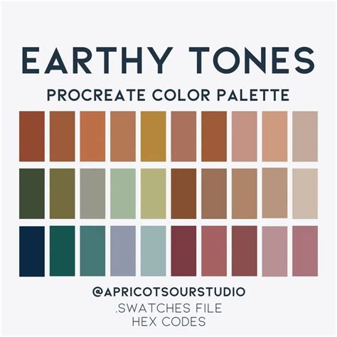 Earthy Tones Procreate Color Palette Etsy Earth Colour Palette Nature Color Palette Warm