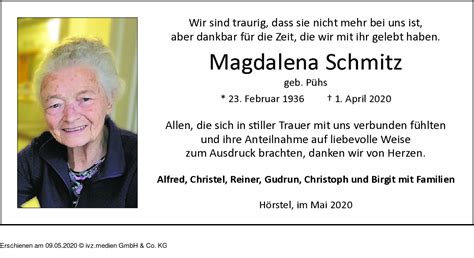 IVZ Trauer Magdalena Schmitz