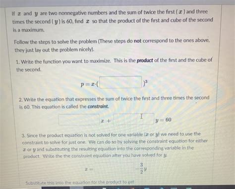 Solved If U And Y Are Two Nonnegative Numbers And The Sum Of Chegg