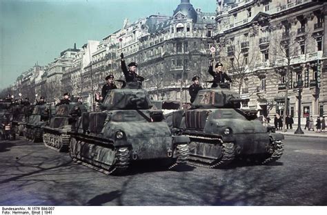 Photo German Parade Of Captured French Amc S Medium Tanks And H