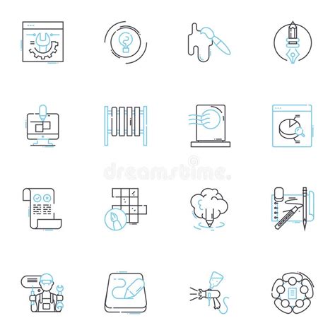 Sculpture Design Linear Icons Set Form Texture Material Proportion Balance Shape Contrast