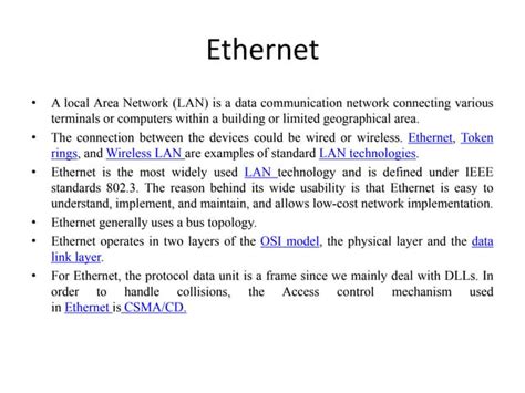 Ethernet Data Link Layer Local Area Network Pptx