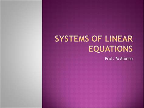 Systems of linear equations - ppt download
