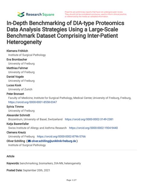 Pdf In Depth Benchmarking Of Dia Type Proteomics Data Analysis Strategies Using A Large Scale
