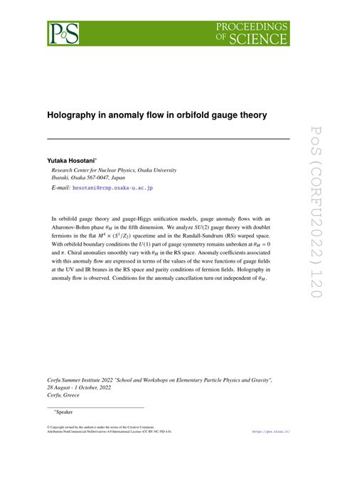Pdf Holography In Anomaly Flow In Orbifold Gauge Theory