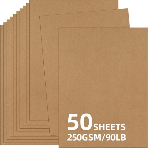 50 Hojas De Cartulina Marrón Kraft De 83 X 11 Pulgadas 250 Gsm90