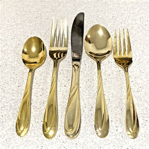 Vintage 1990 S Farberware Flatware Set Farberware Nicole Gold
