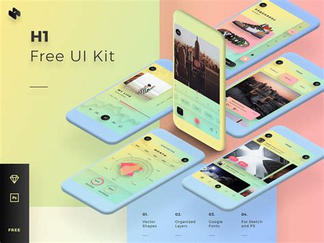 10 Different Categories 130 Templates Mobile UI Kit FREE