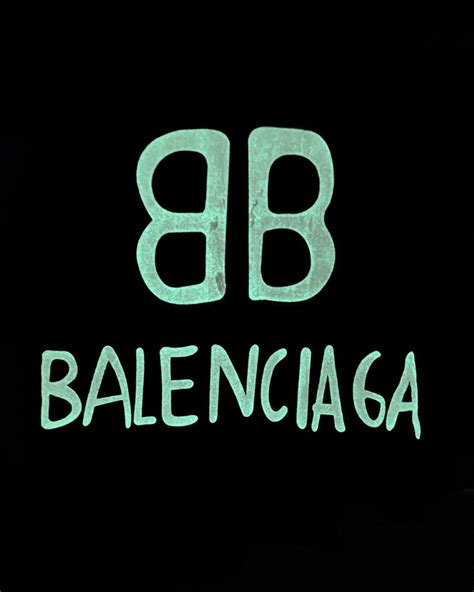 Balenciaga Designer Black T Shirt Xs Glow Luminous Logo Oversized