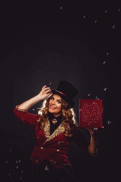 Premium Photo Female Magician Makes Show With Soap Bubbles An