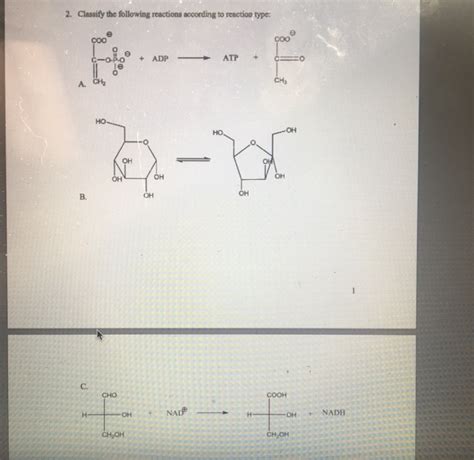 Solved 2 Classify The Following Reactions According To