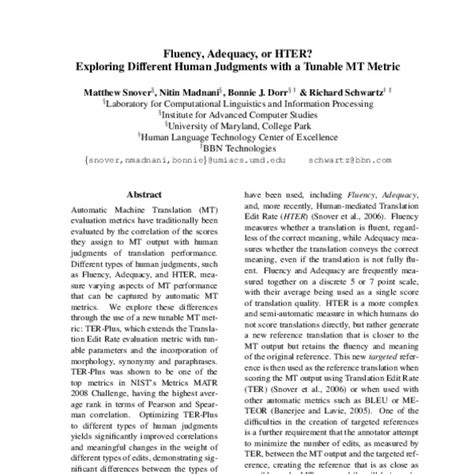 Fluency Adequacy Or Hter Exploring Different Human Judgments With A Tunable Mt Metric Acl