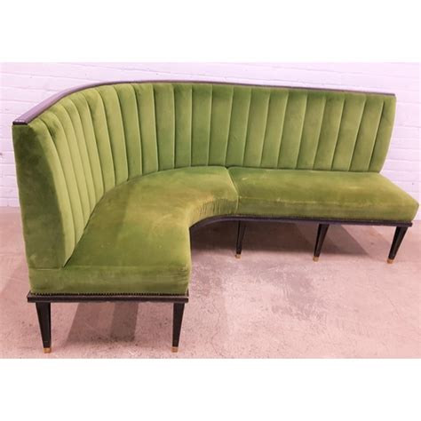 Green Velvet Curved Banquette Seat The Raised Ribbed Back A Barnebys