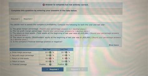 Solved Problem Static Financial Ratios For Assessing Chegg