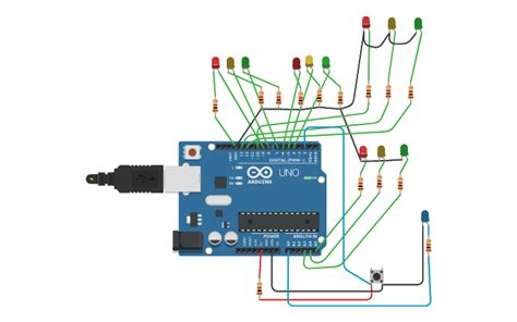 Circuit Design Lampu Lalin Tinkercad