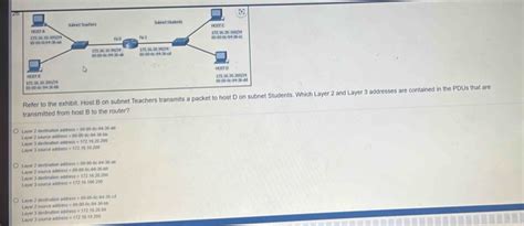 Solved Refer To The Exhibit Host B On Subnet Teachertudents Which Layer 2 And Layer 3