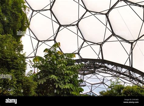 A Close Up View Of A Geodesic Dome Structure With A White Canopy