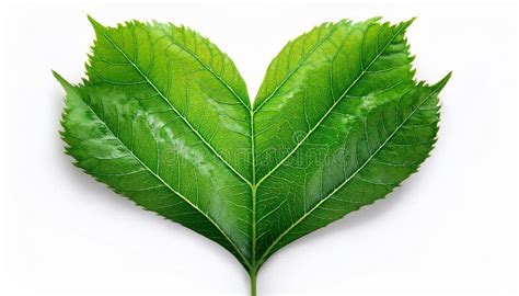 Green Leaf In Shape Of Heart Isolated On White Stock Illustration