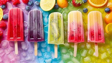 Premium Photo Rainbow Fruit Popsicles On Colorful Background
