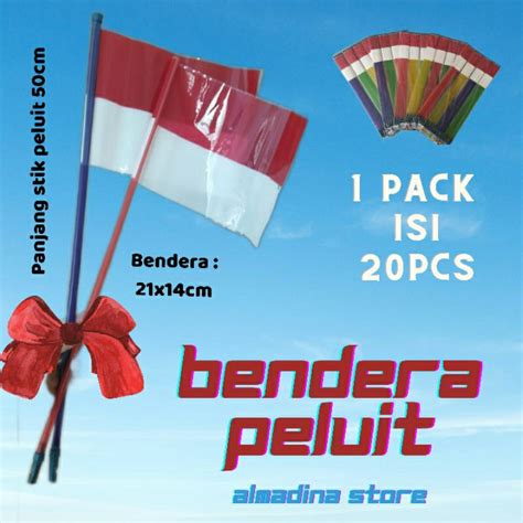 Jual Bendera Merah Putih Plastik Stik Peluit Isi 20pcs Bendera Merah