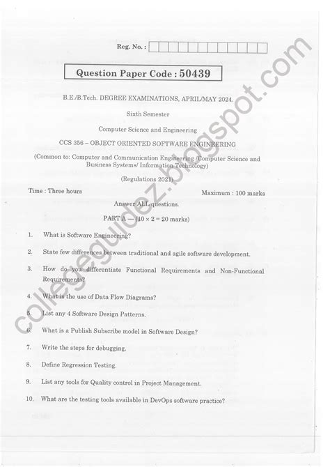 CCS356 Object Oriented Software Engineering R2021 Anna University